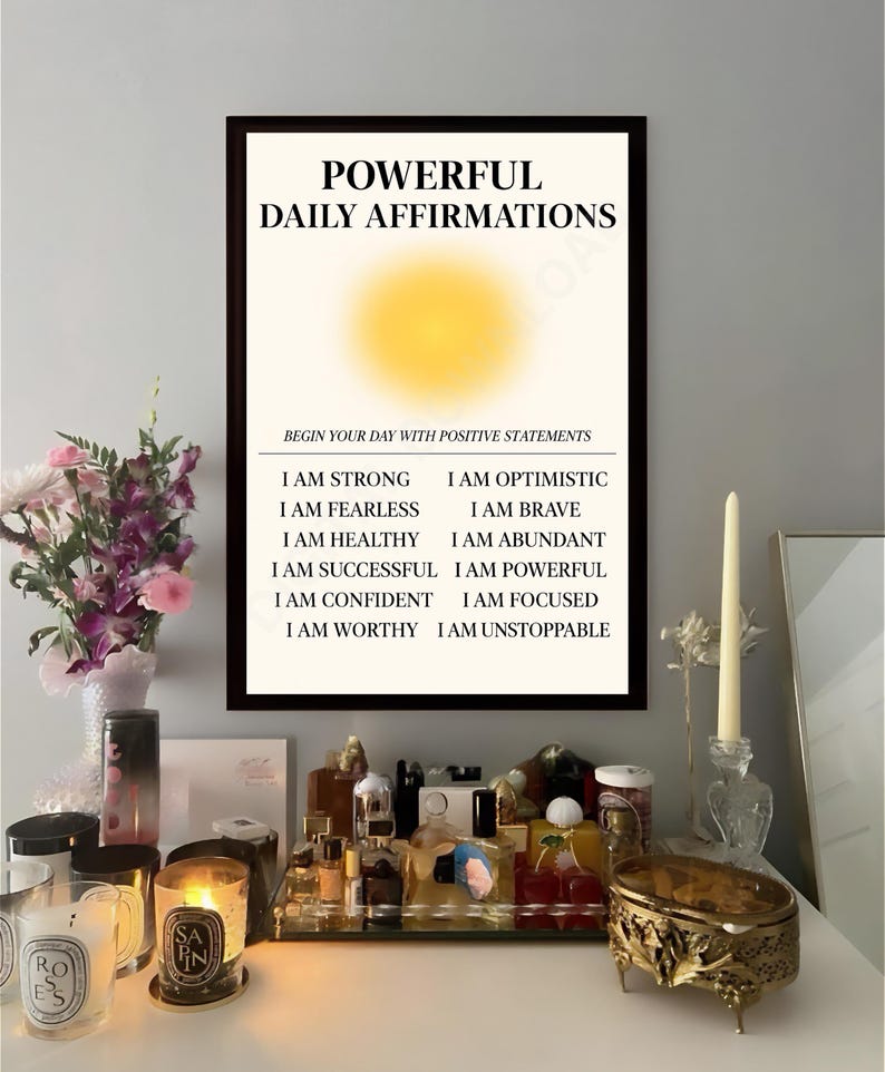 Daily Affirmations Aura Poster, Affirmation Print, Mental Health Poster, Therapy Poster ...