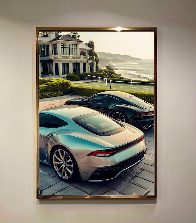 Luxury Car Poster Old Money Aesthetic Tennis Court Print Country Club ...