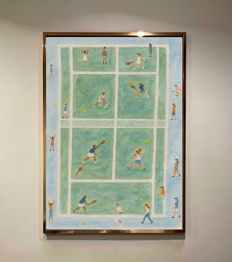 Tennis Print Sporty Wall Art Watercolor Trendy Art Prints Green Wall ...
