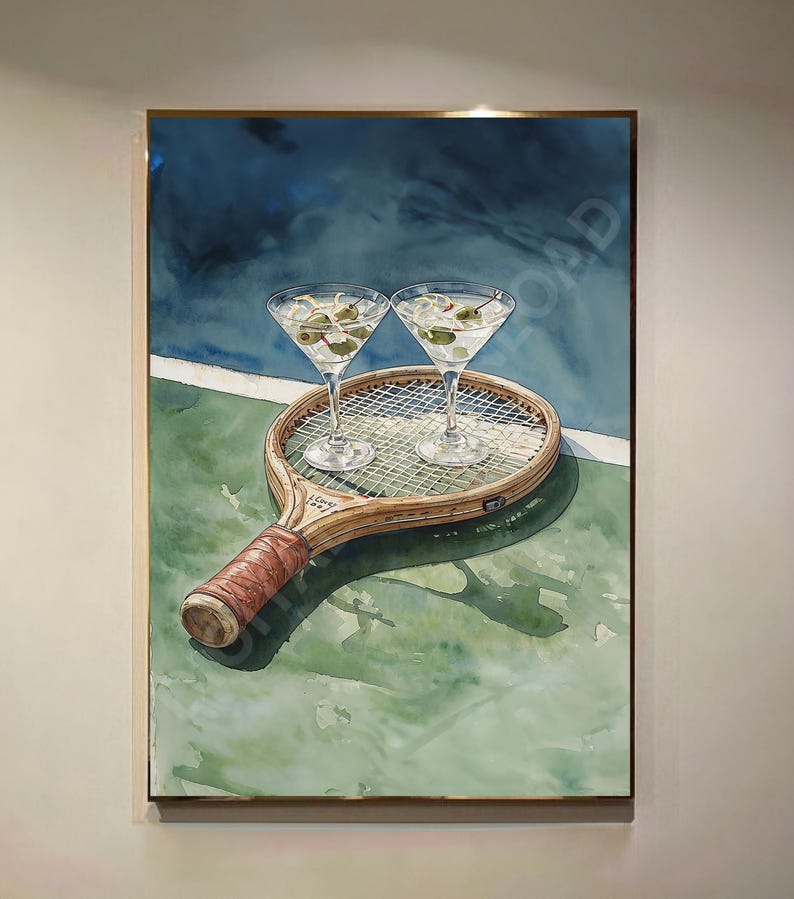 Vintage Tennis Print Country Club Aesthetic Fun Drinks Print Martini ...