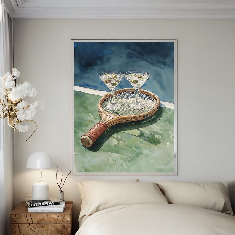 Vintage Tennis Print Country Club Aesthetic Fun Drinks Print Martini ...