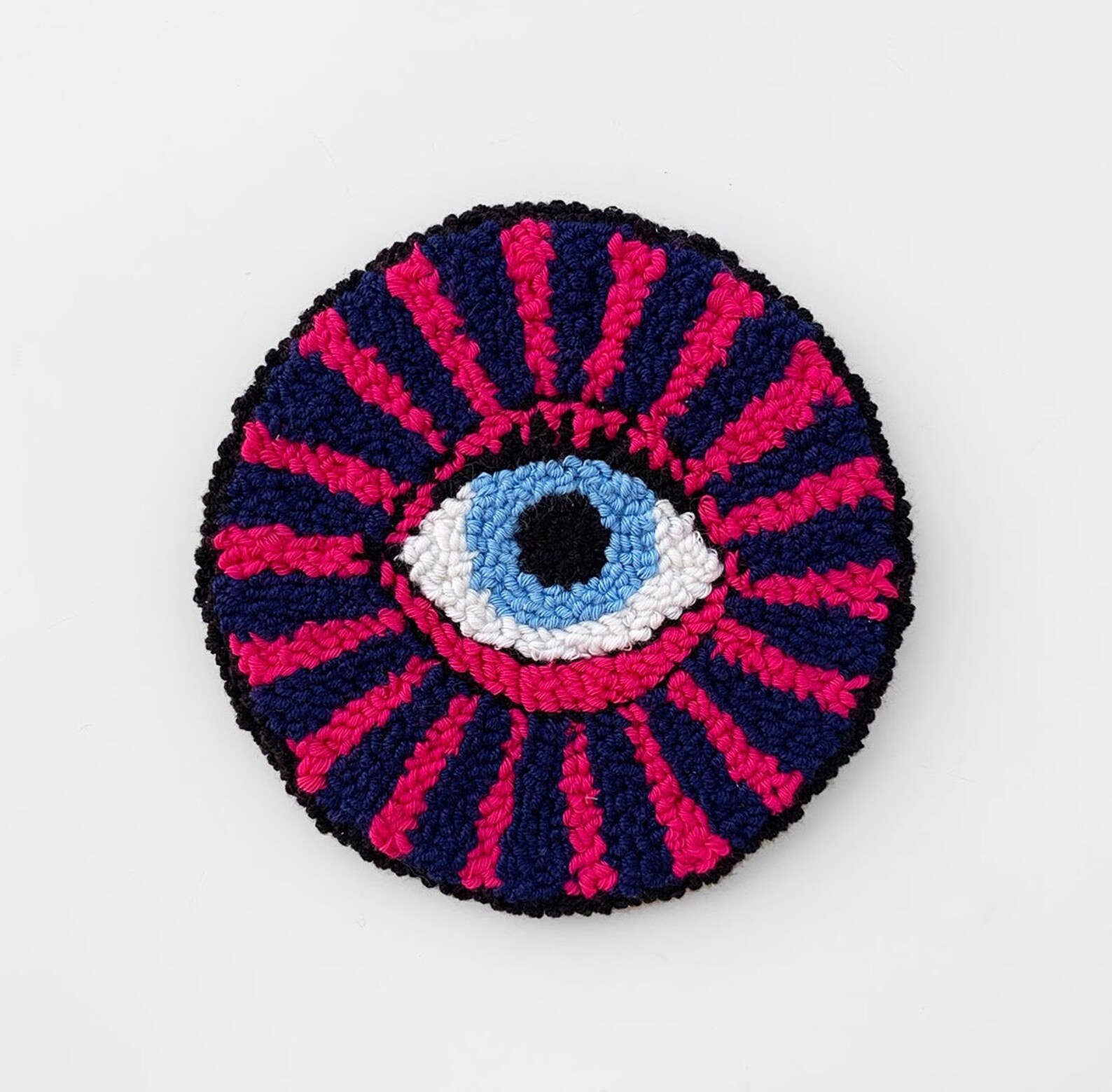 Handmade Punch Needle Evil Eye Coaster, Evil Eye Decor, Handmade Gift ...