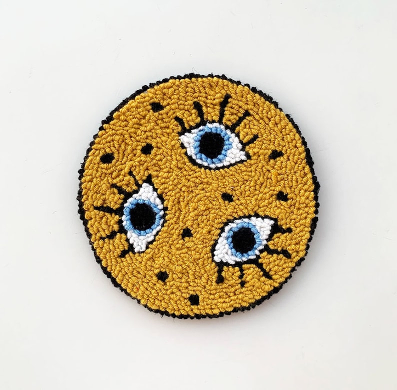 Handmade Punch Needle Evil Eye Coaster, Evil Eye Decor, Handmade Gift ...