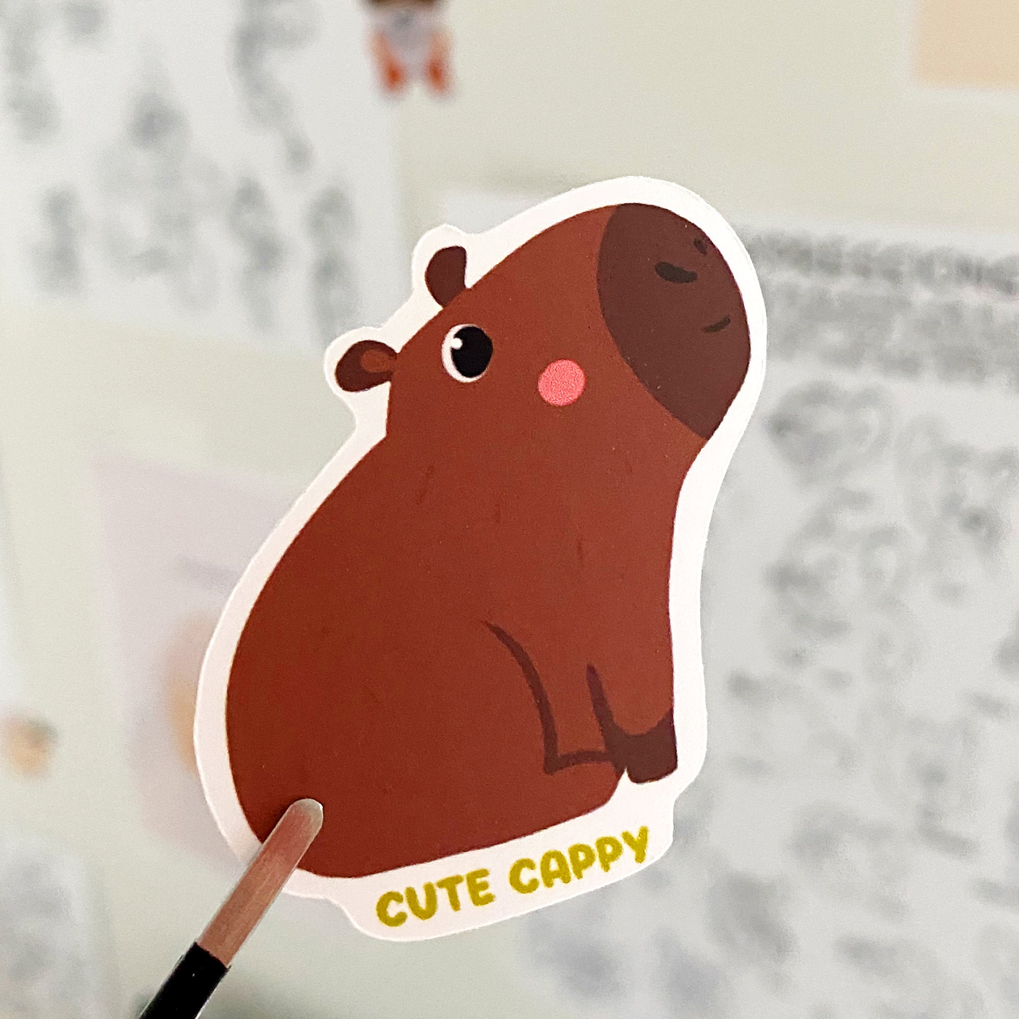 Capybara Funny Vinyl Sticker, Capybara Sticker, Cute Cappy, Kawaii ...