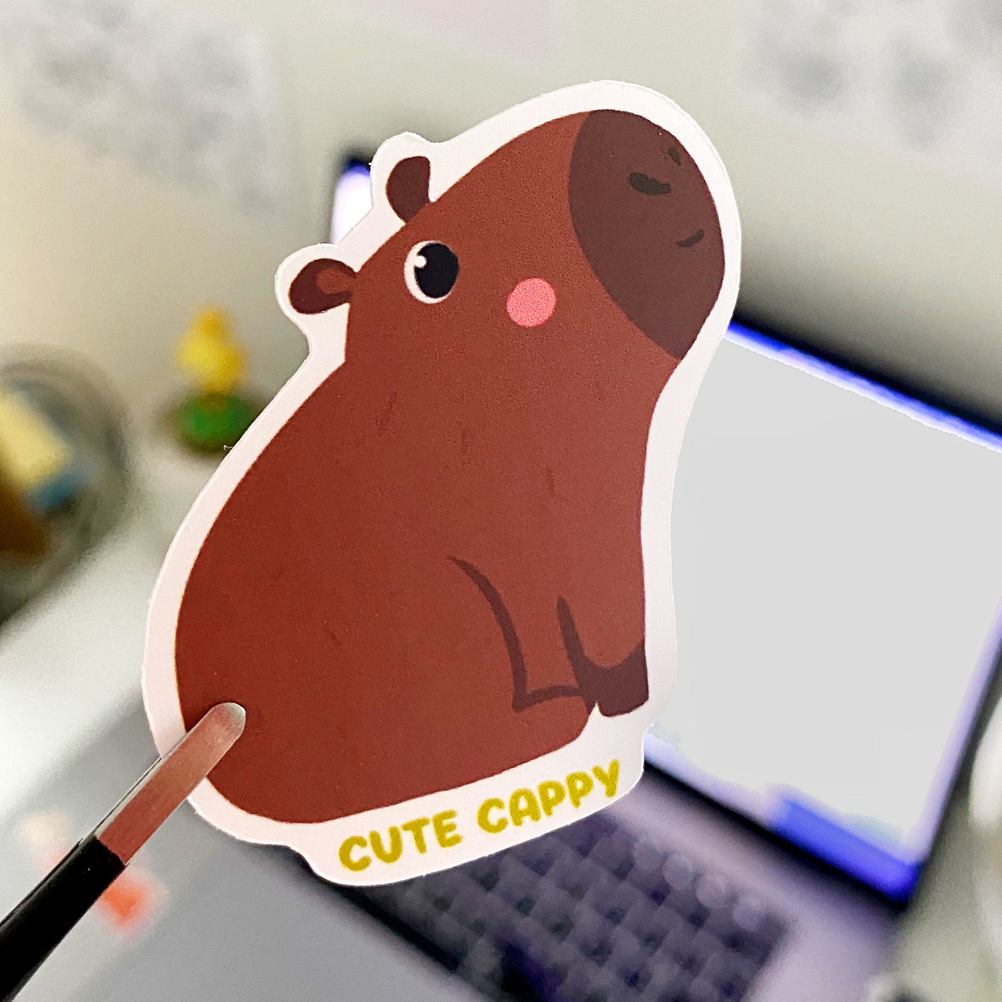 Capybara Funny Vinyl Sticker, Capybara Sticker, Cute Cappy, Kawaii ...