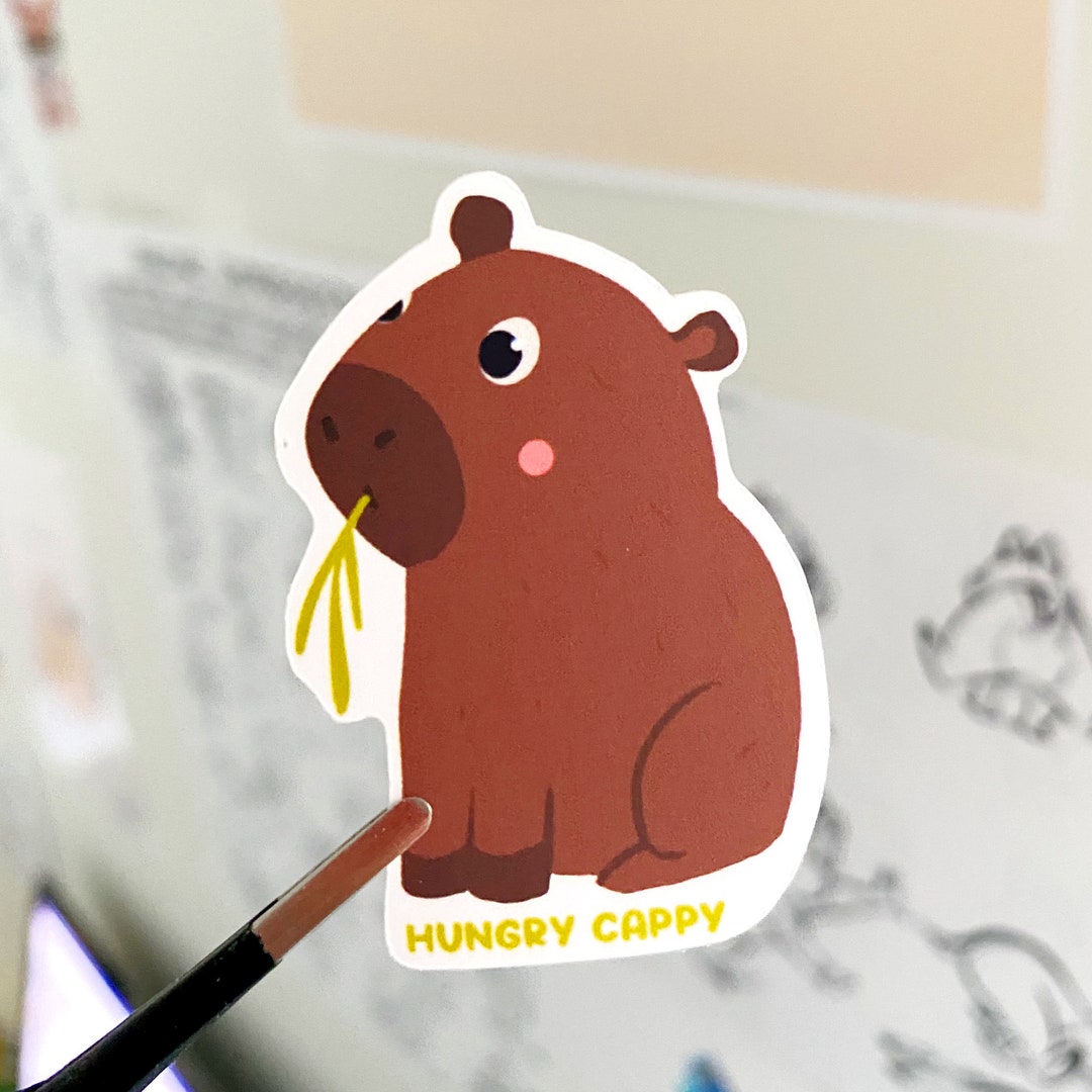 Hungry Capybara Funny Vinyl Sticker, Cute Cappy, Kawaii Sticker, Laptop ...