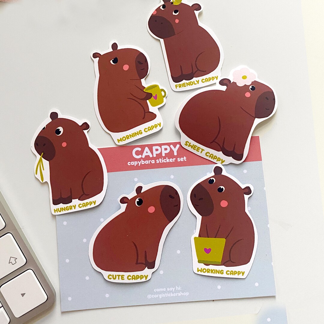 Cute Capybara Sticker Bundle Capybara Sticker, Vinyl Sticker Cute ...