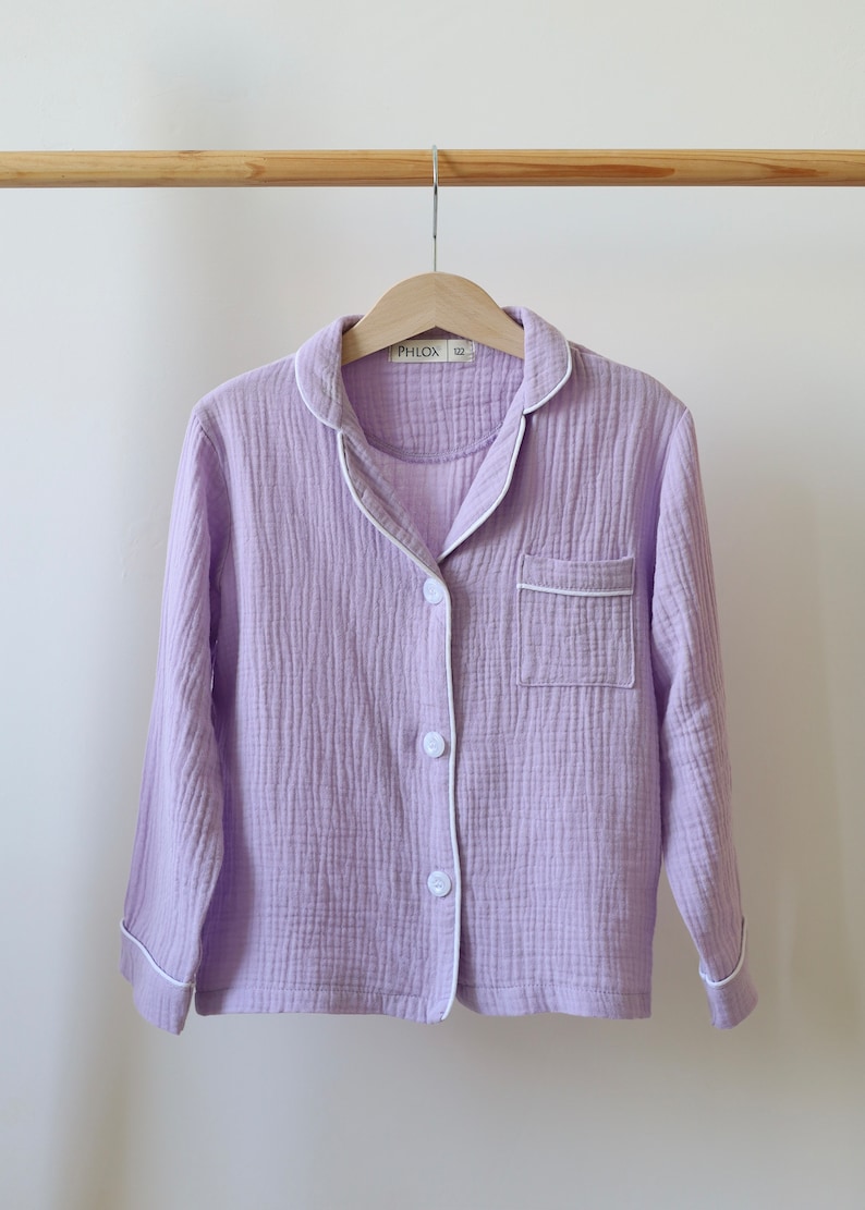 Kids Pajamas Cotton Set Muslin Sleepwear for Children Nightwear Boy and Girl Sleep Shirt and ...