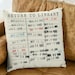 Return to Library Throw Pillow, Vintage Library Card Book Due Date ...