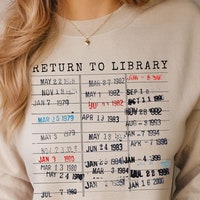 Vintage Library Rainbow Sweatshirt, Return to Library Card Book Due ...