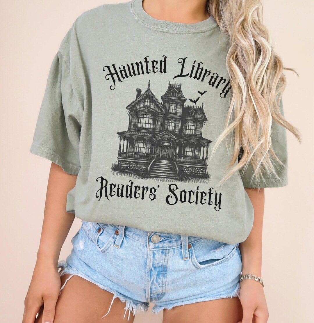 Haunted Library Readers Society Shirt, Book Lover Halloween Tee, Horror ...