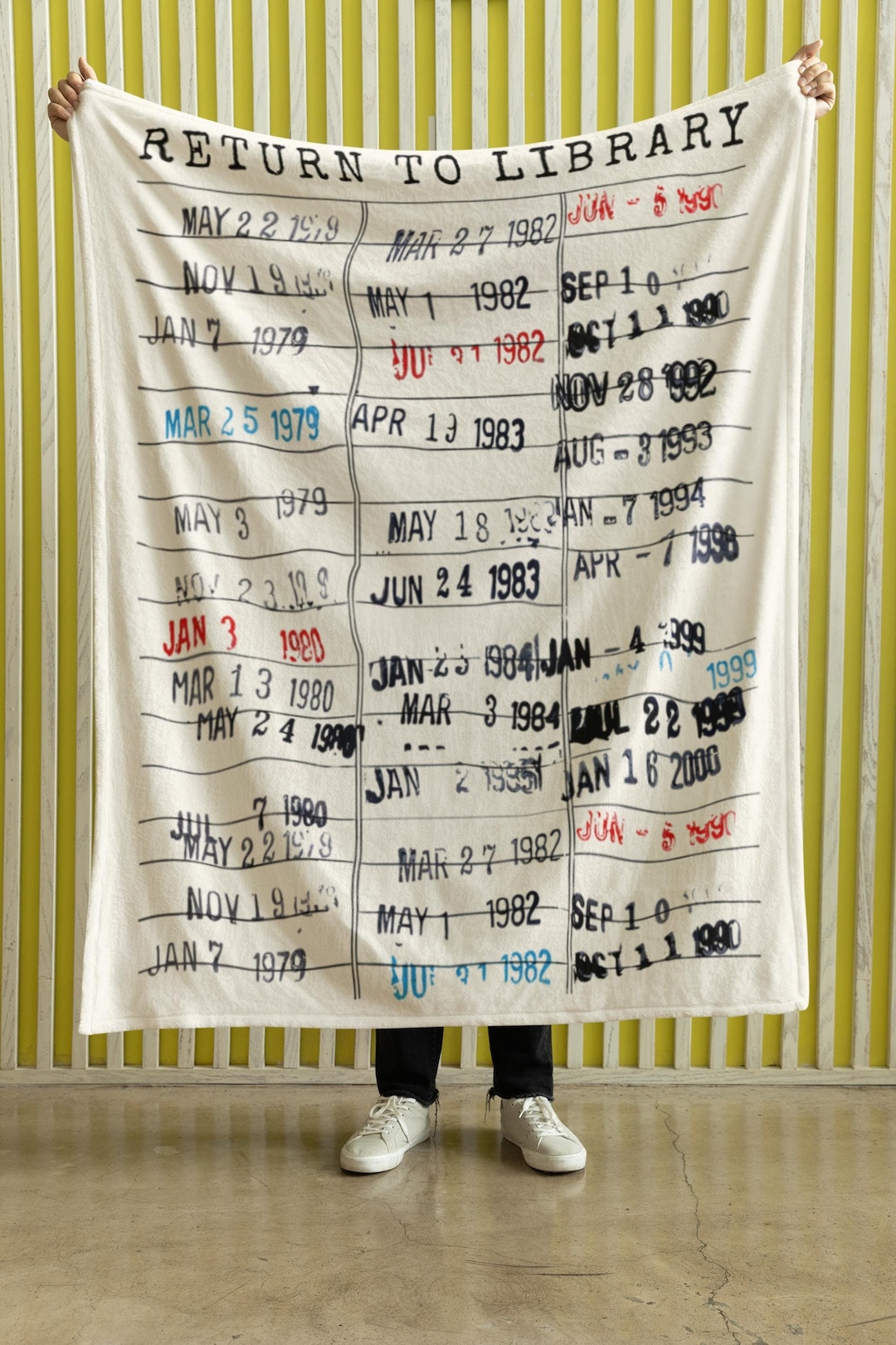 Return to Library Blanket, Vintage Library Card Book Due Date Decor ...