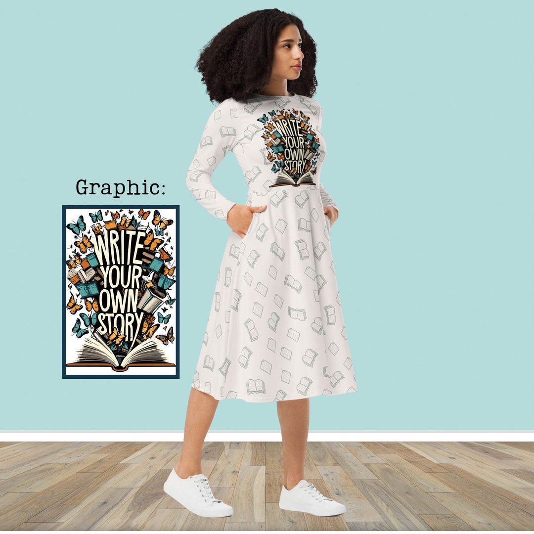Bookish Clothing Write Your Own Story Dress, Book Lover Gift for Her ...