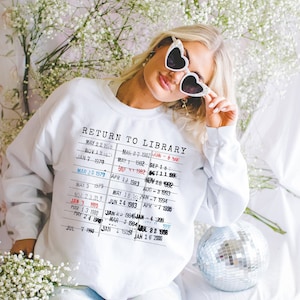 Return to Library Shirt, Vintage Library Card Book Due Date Sweatshirt ...