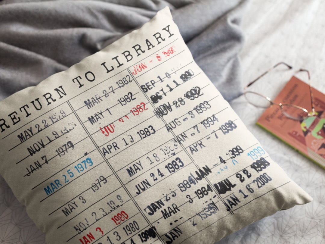 Return to Library Throw Pillow, Vintage Library Card Book Due Date ...