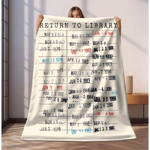 Return to Library Blanket, Vintage Library Card Book Due Date Decor, Bookish Gift for Her Him ...