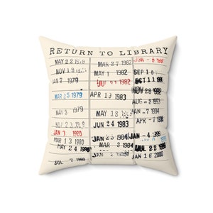 Return to Library Throw Pillow, Vintage Library Card Book Due Date ...
