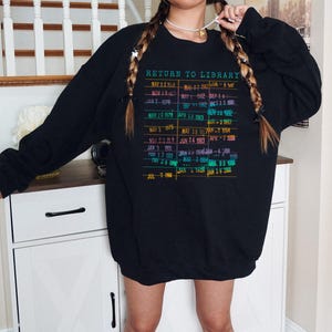 Vintage Library Rainbow Sweatshirt, Return to Library Card Book Due ...