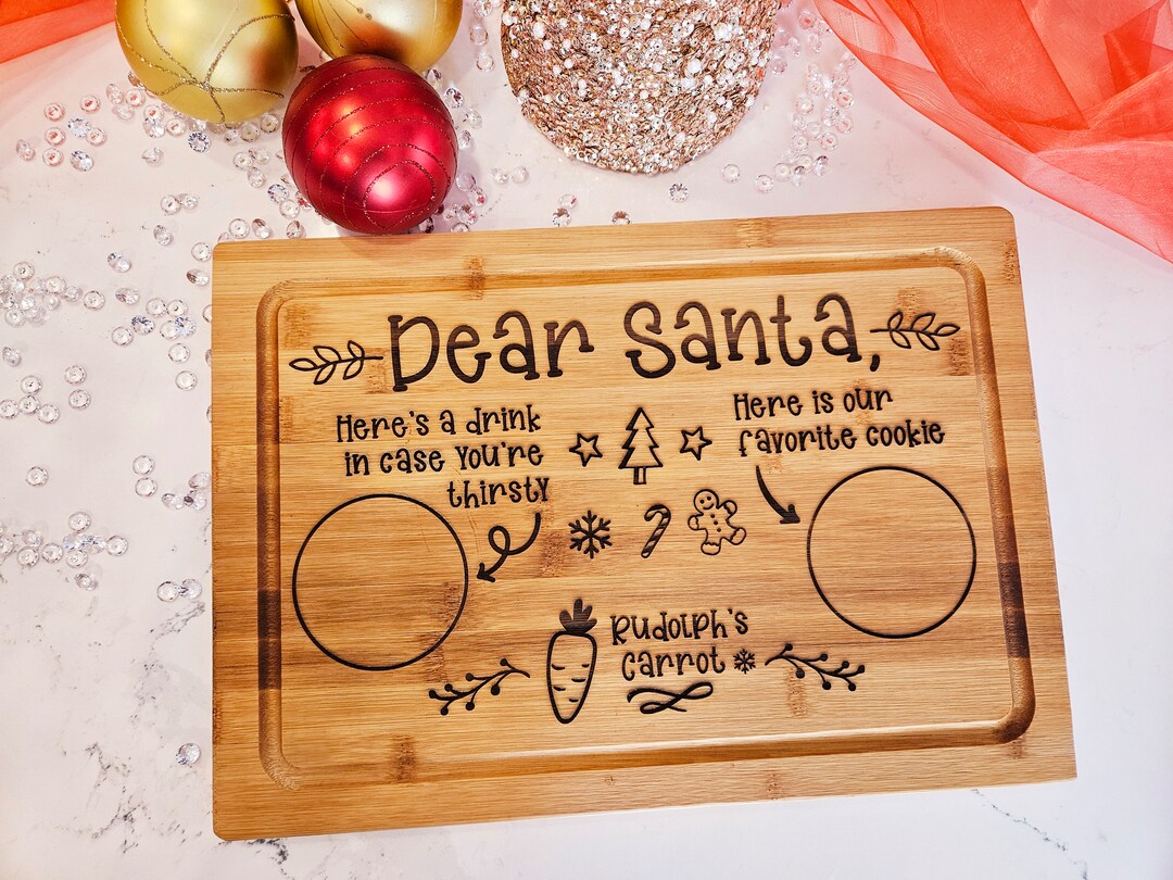 Dear Santa Tray Santa Board Santa Cutting Board Santa Cookies and Milk ...