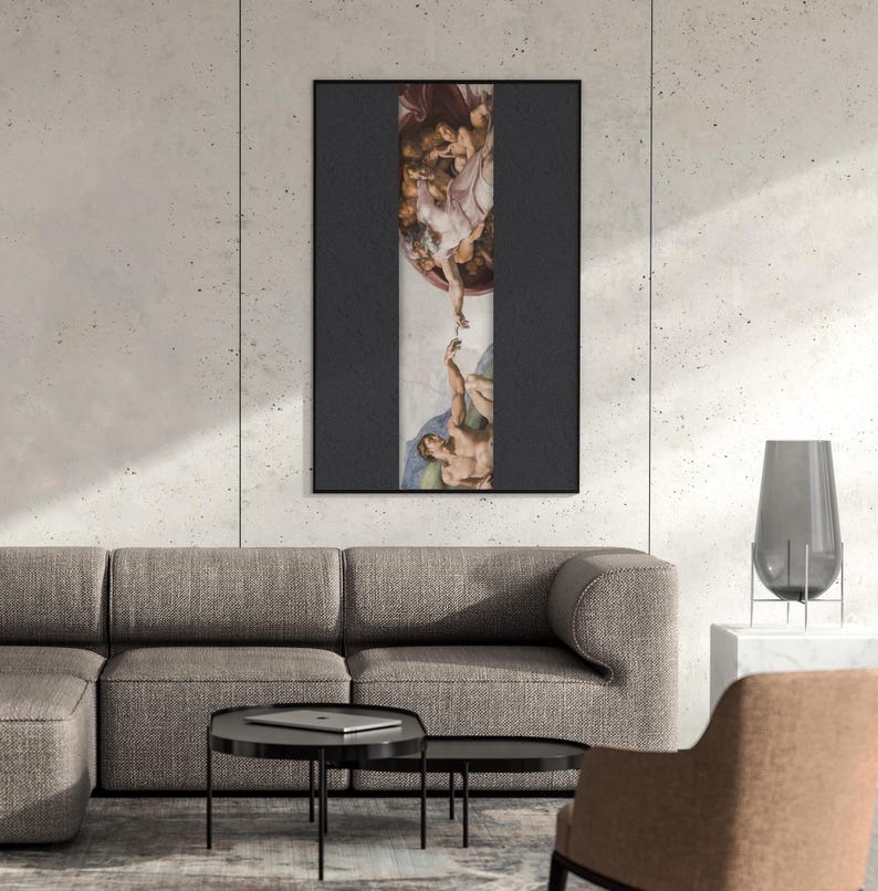 The Creation of Adam Remagined, Michelangelo, Digital Illustration Wall ...
