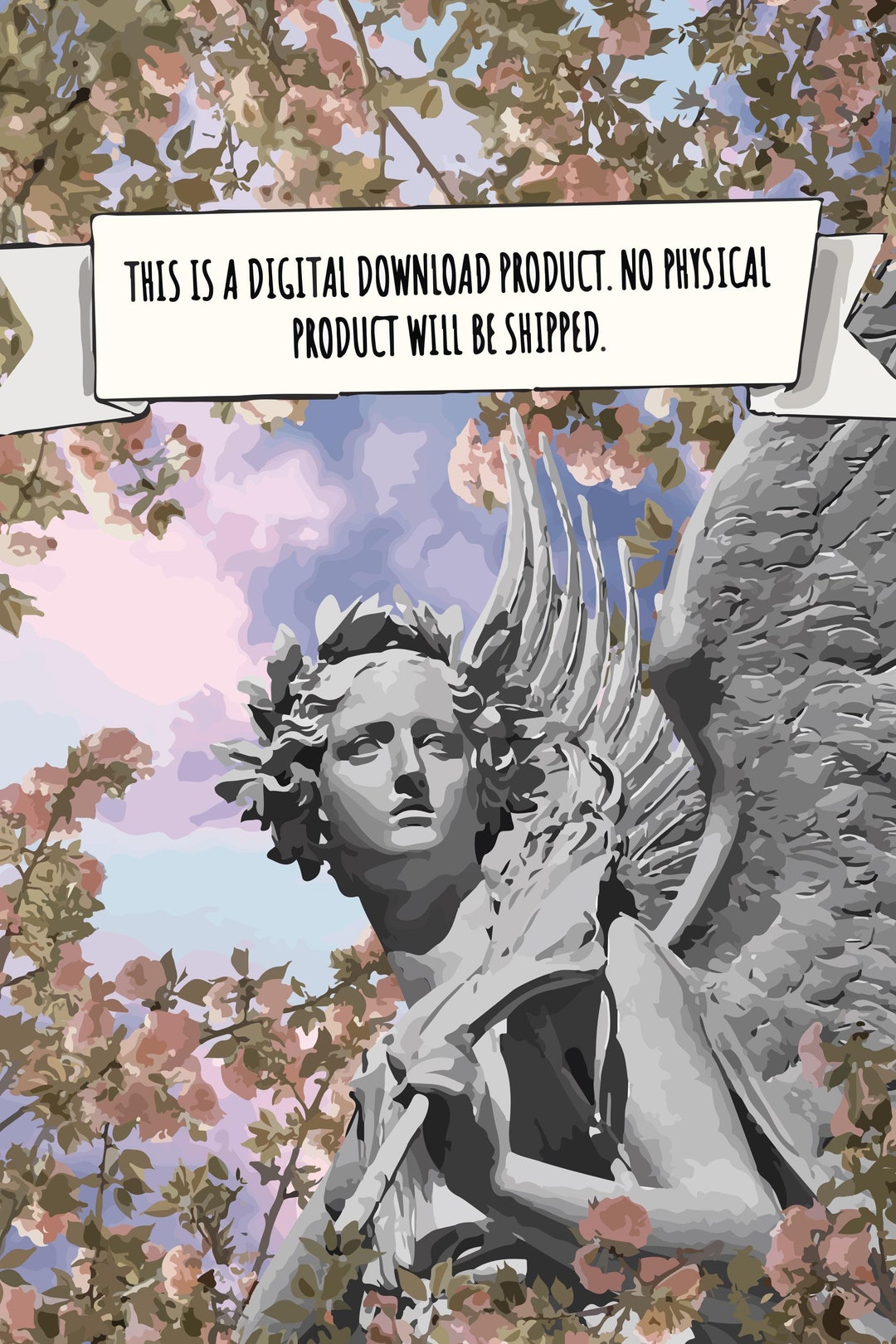 Winged Inspiration, Mythical Guardian in a Flower Garden, Angel of the ...