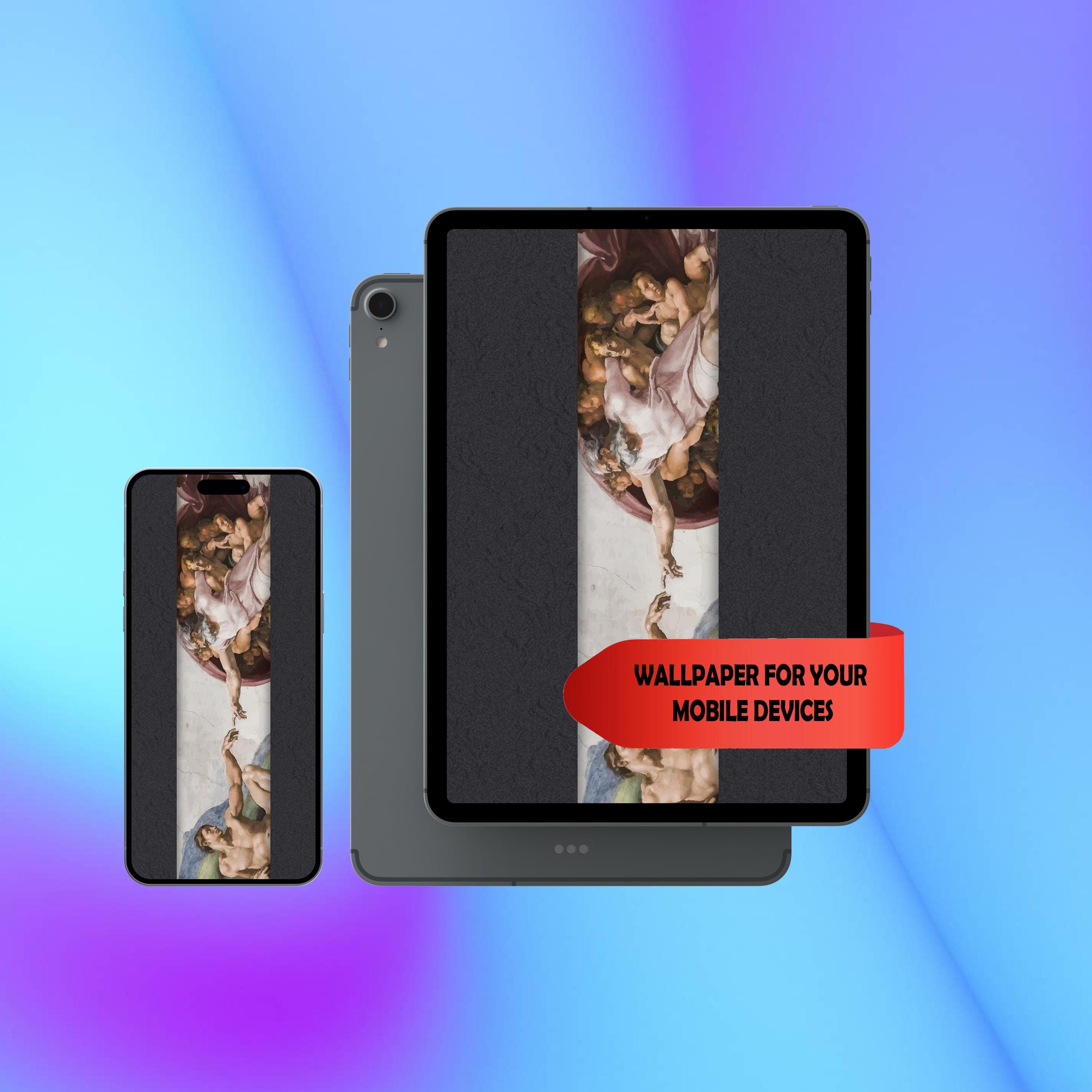 The Creation of Adam Remagined, Michelangelo, Digital Illustration Wall ...