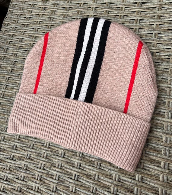 Burberry Icone Stripe Cotton Knit Beige Ski Beanie Hat Unisex Etsy Ireland