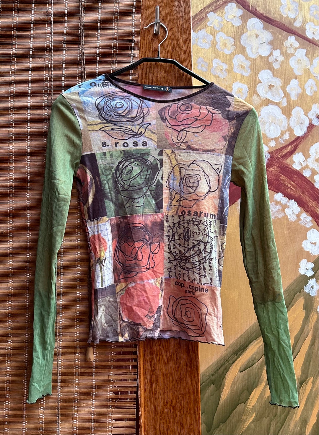 Vintage 2000s Cop Copine Paris Printed Long Sleeve Mesh Top - Etsy