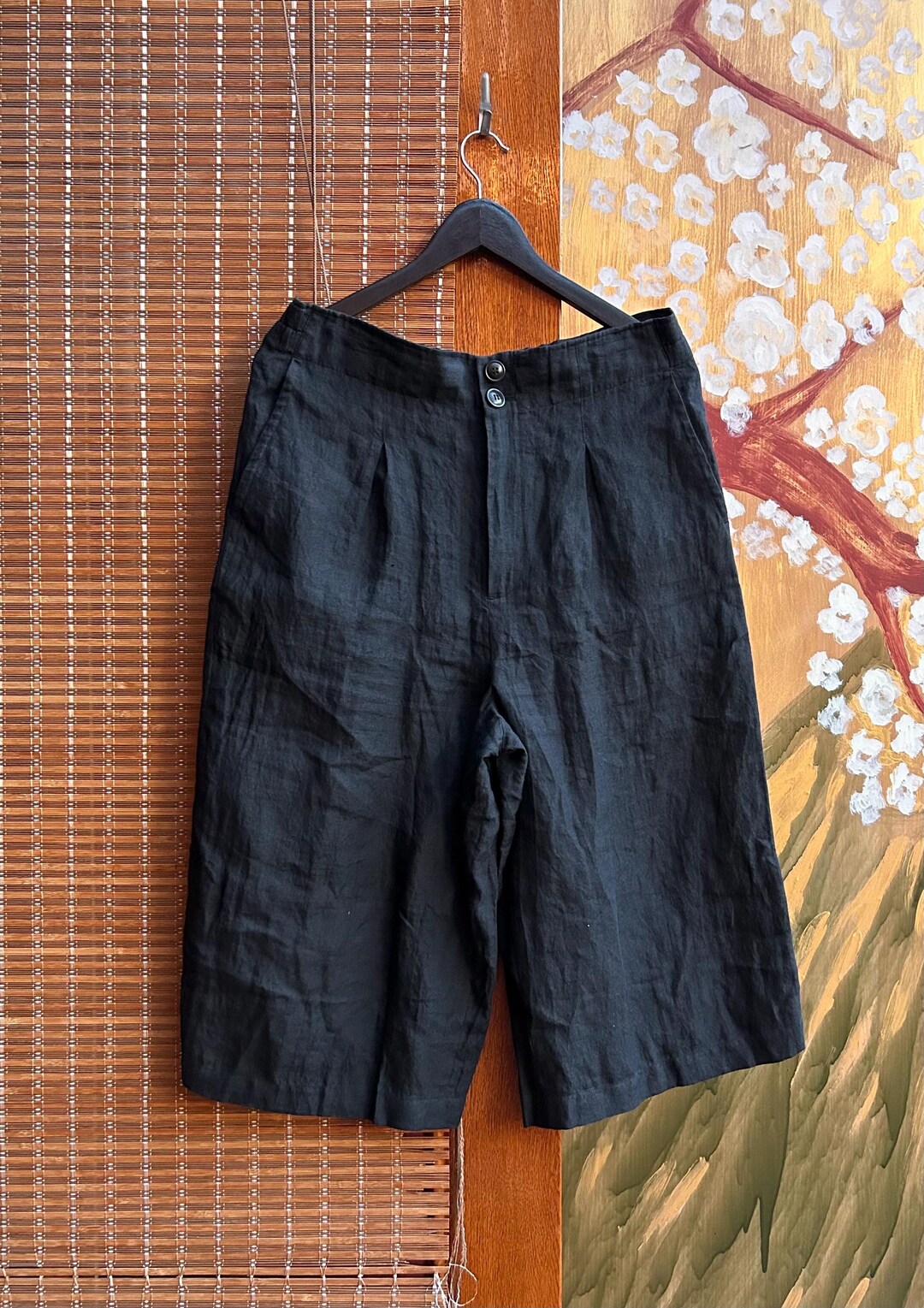 Shirin Guild Linen Black Cropped Pants Size S Lagenlook Avant Garde - Etsy