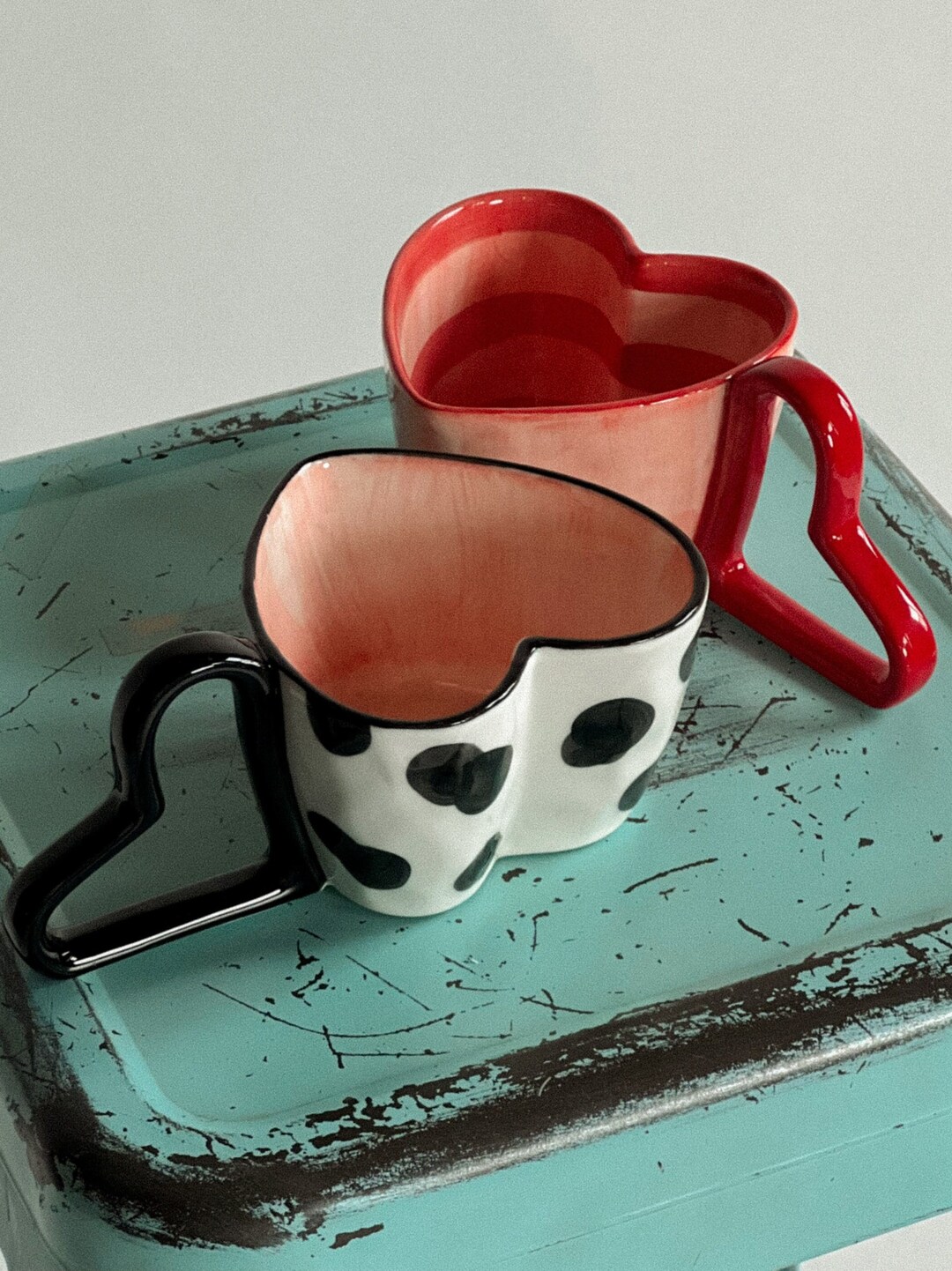 Love Heart Mug With Cute Handle, Couple Matching Mugs, Saint Valentine ...