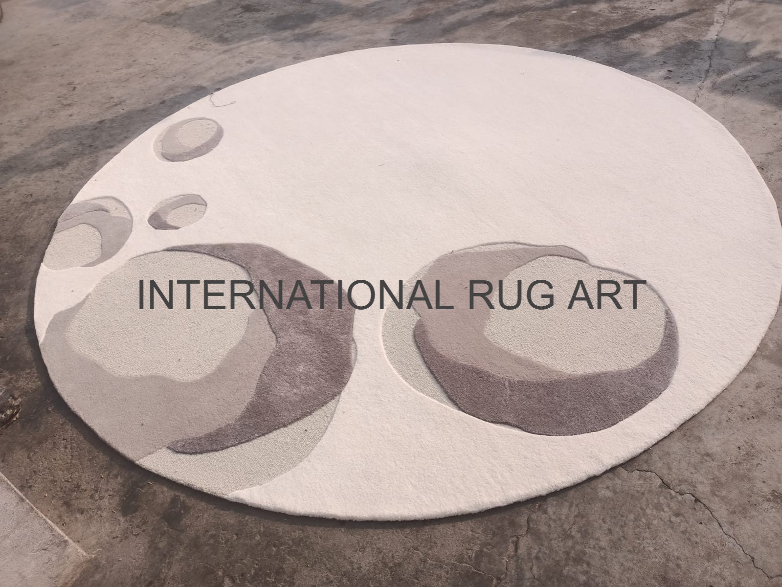 White and Grey Round Rug for Living Room, Bedroom, Bathroom, Dinning ...