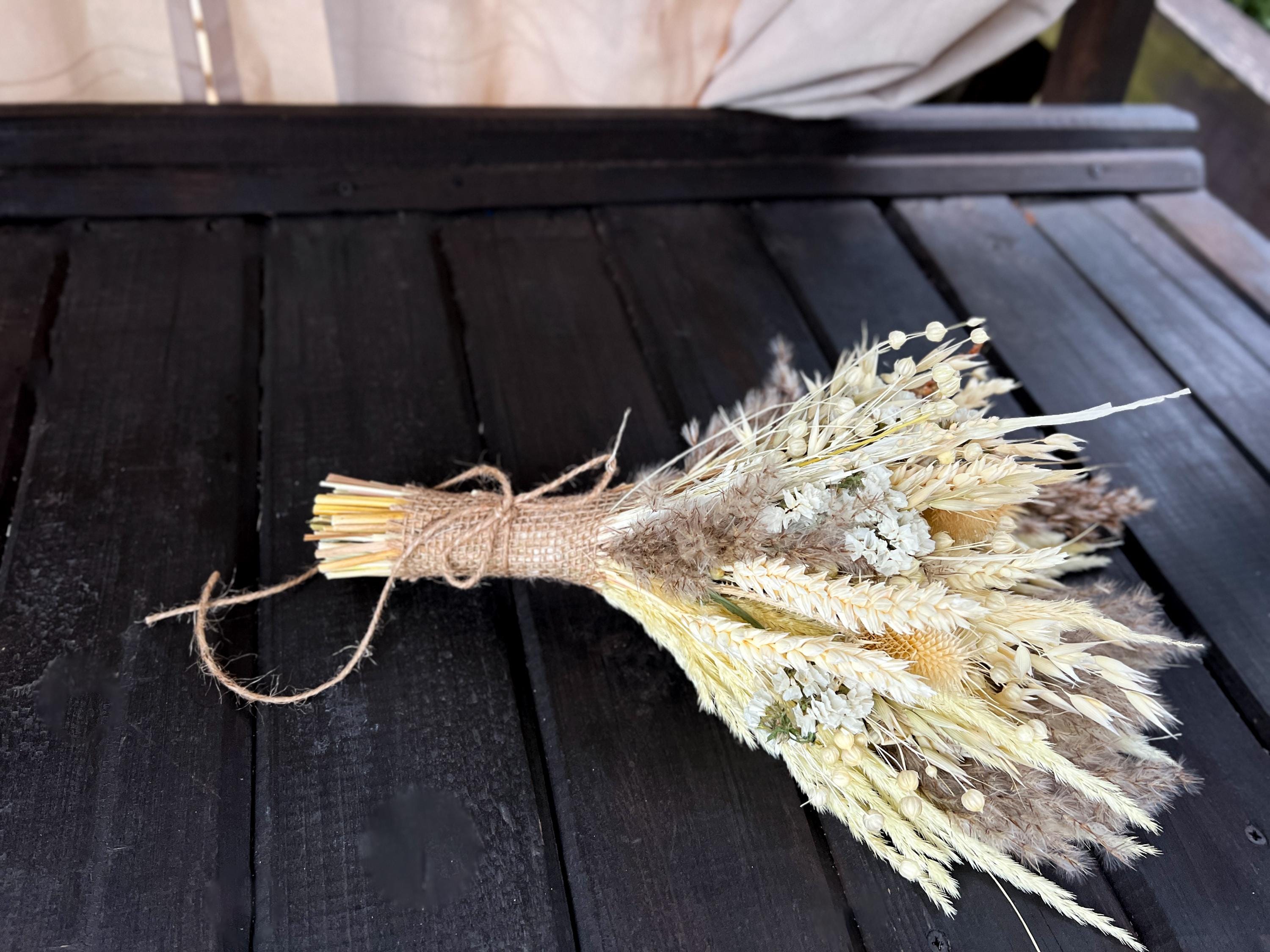 Dried Flower Bouquet: Natural Wheat, Pampas Grass & Statice Wedding ...