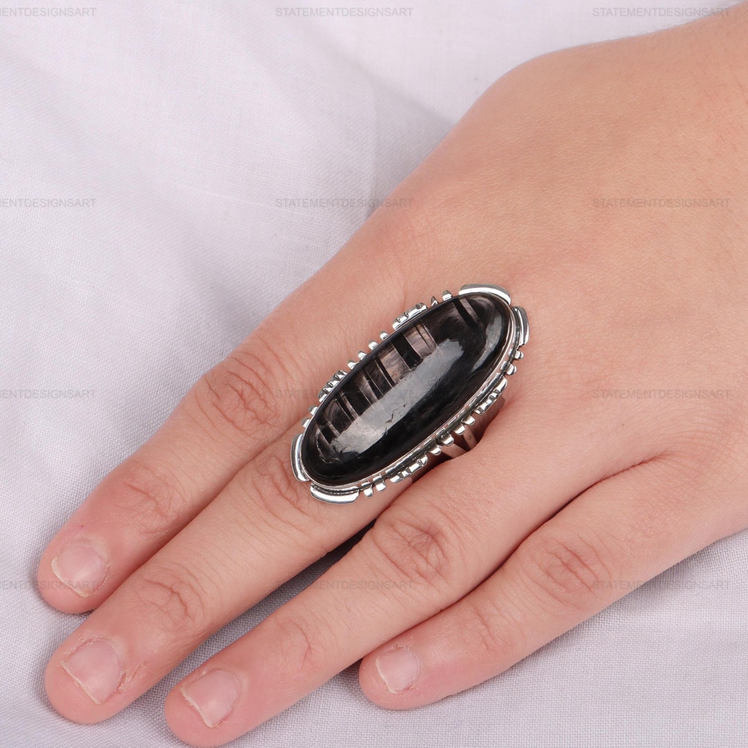 Natural Hypersthene Gemstone Ring, Solid 925 Sterling Silver Ring ...