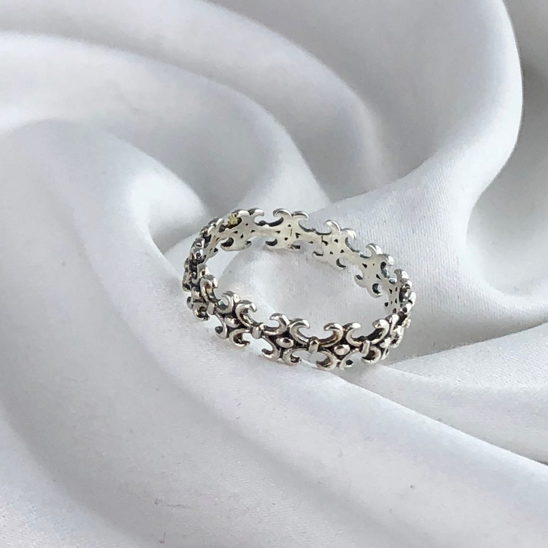 925 Silver Texture Ring, Sterling Silver Stacking Rings, Thin & Thick Rings, Dainty Beaded ...