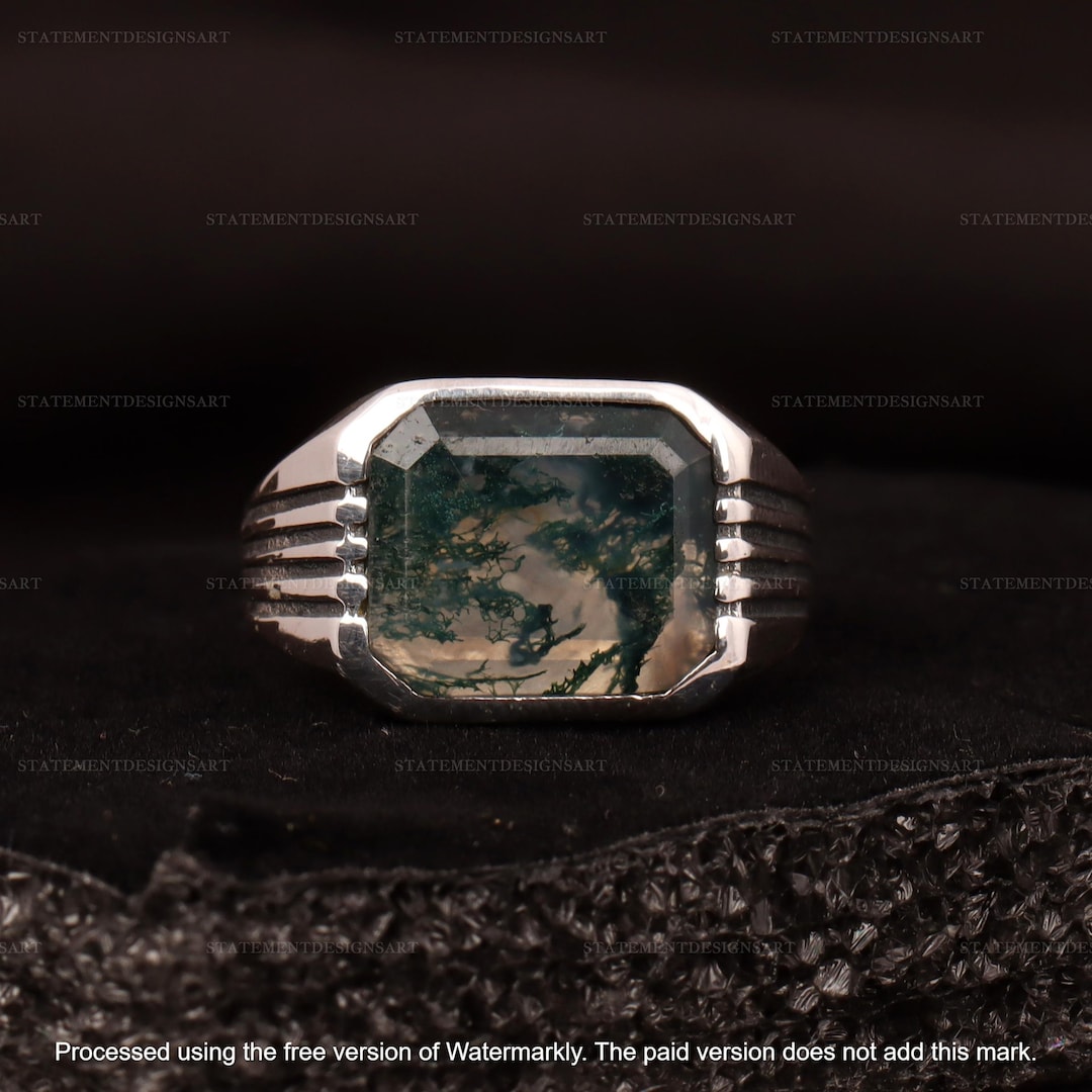 Moss Agate Ring 925 Sterling Silver Gemstone Men's Ring - Etsy