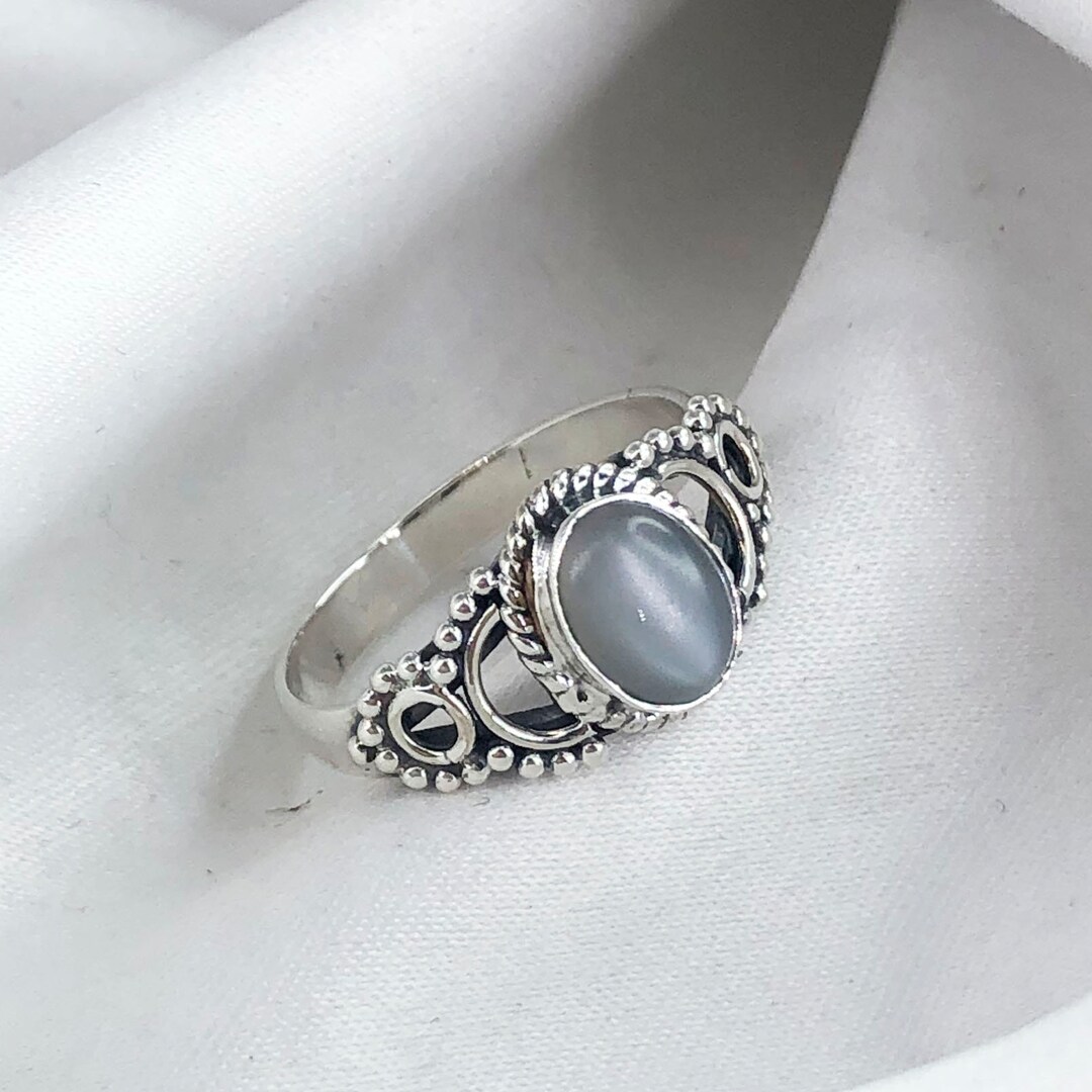 Grey Moonstone Ring: Handmade 925 Sterling Silver, Minimalist Designs ...