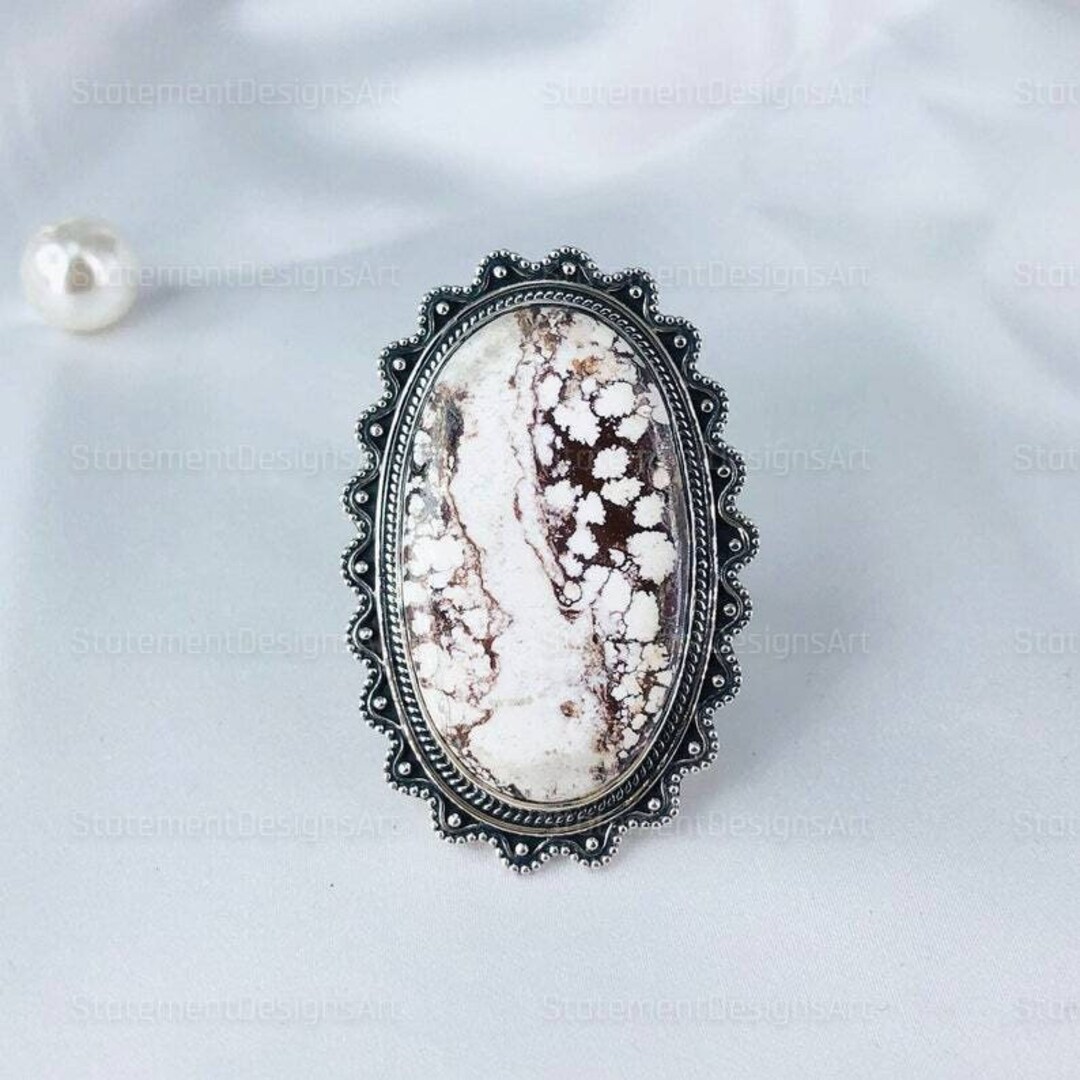 Wild Horse Magnesite Ring Oval Sterling Silver Statement Ring - Etsy