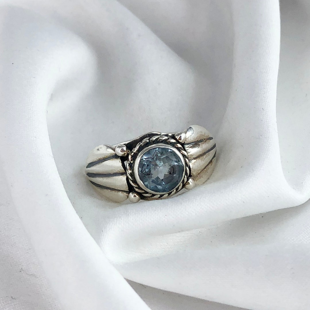 Blue Topaz Ring, Sterling Silver Ring, December Birthstone Ring, Topaz ...