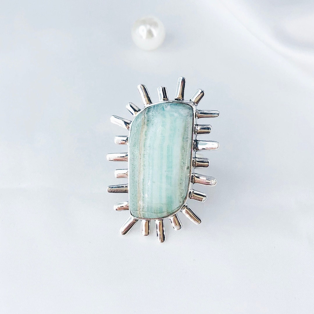 Natural Amazonite Ring, 925 Sterling Silver Ring, Statement Ring, Women ...
