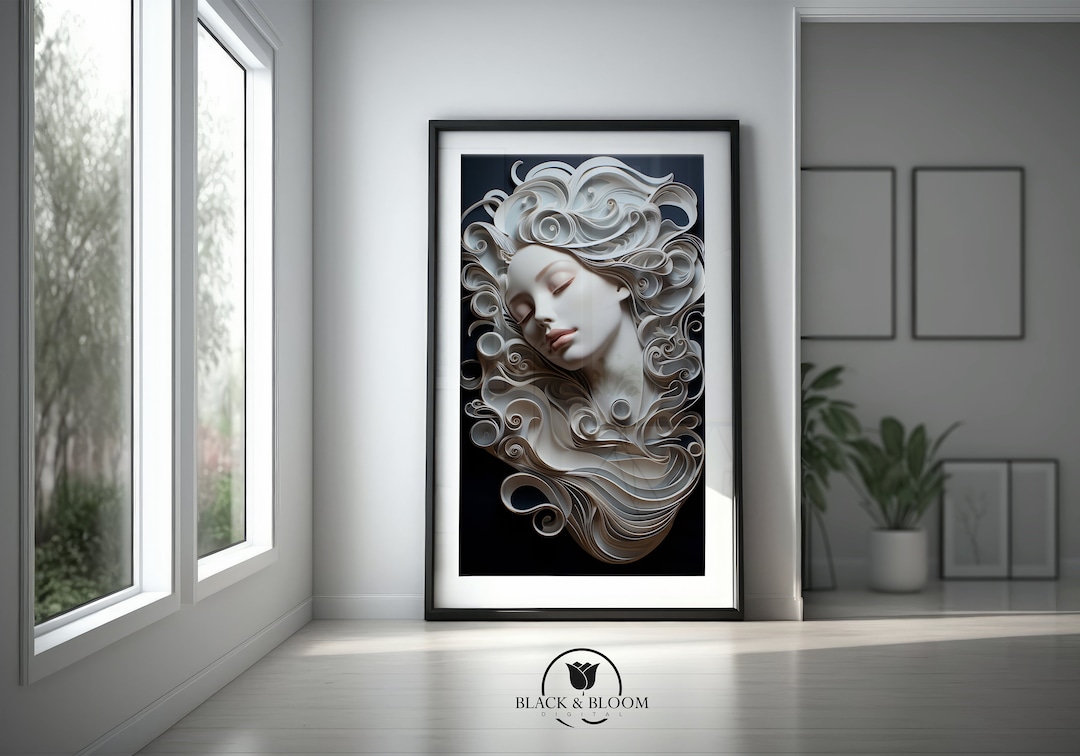 Porcelain 1 Digital Print, Woman Profile Art, Printable Portrait ...
