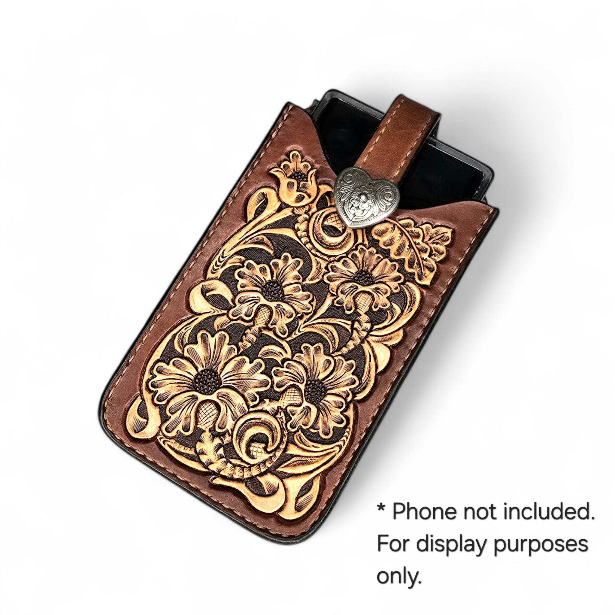 Tooled Leather Cellphone Case Belt Holster - Etsy