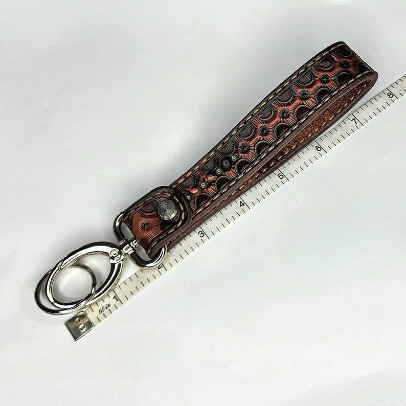 Tooled Leather & Gemstone Western Wristlet Keychain - Etsy