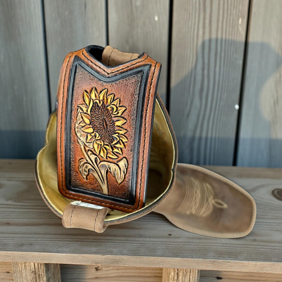 Tooled Leather Sunflower Western Boot Card Wallet - Etsy