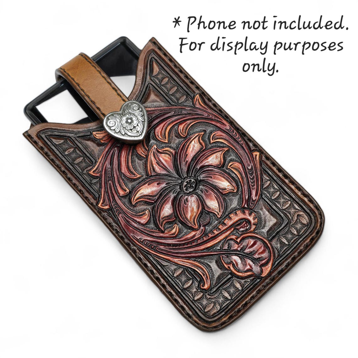 Tooled Leather Cellphone Belt Holster - Etsy