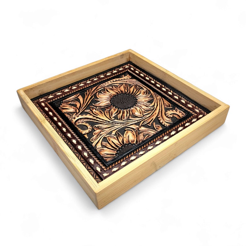 Tooled Leather Western Style Decorative Tray - Etsy