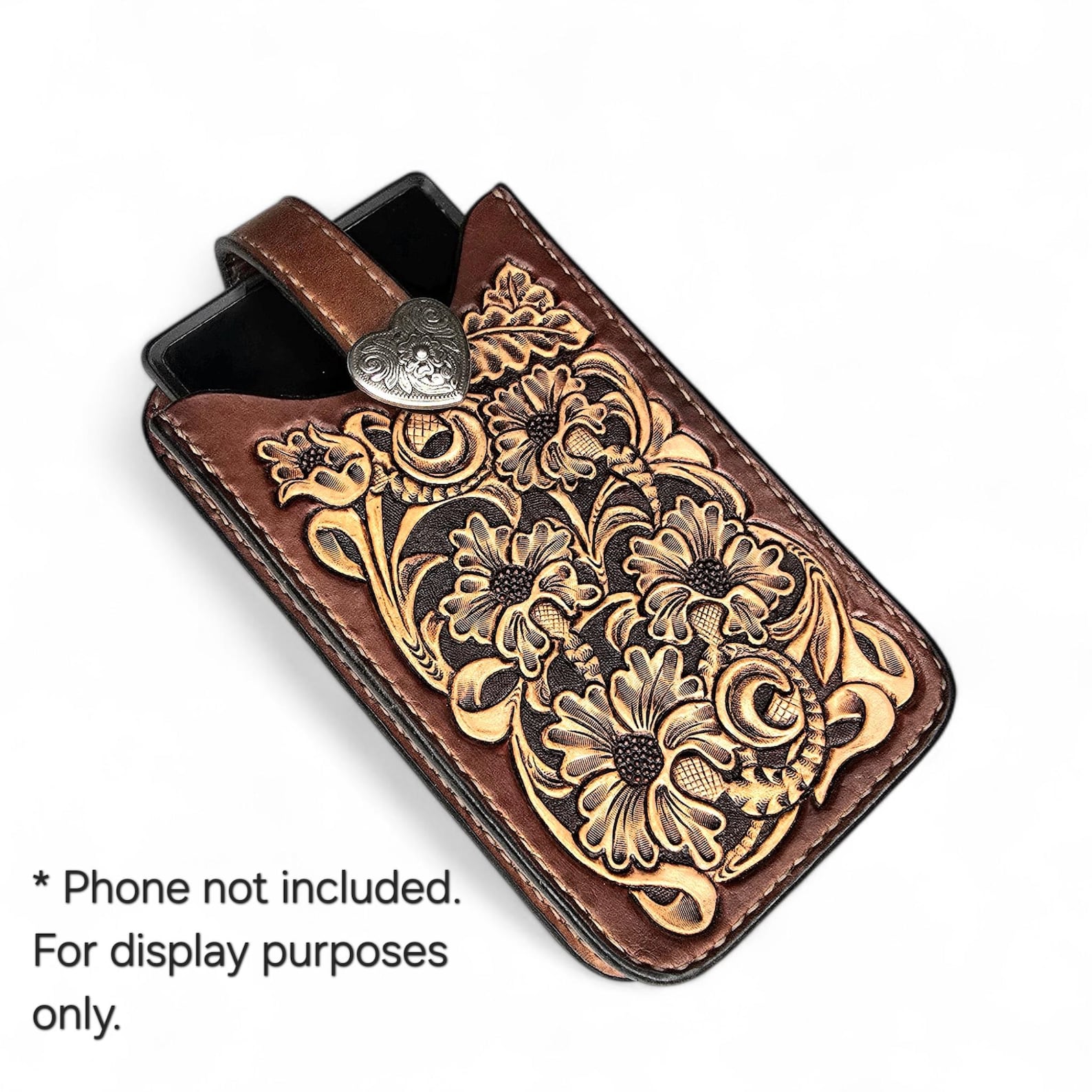 Tooled Leather Cellphone Case Belt Holster - Etsy