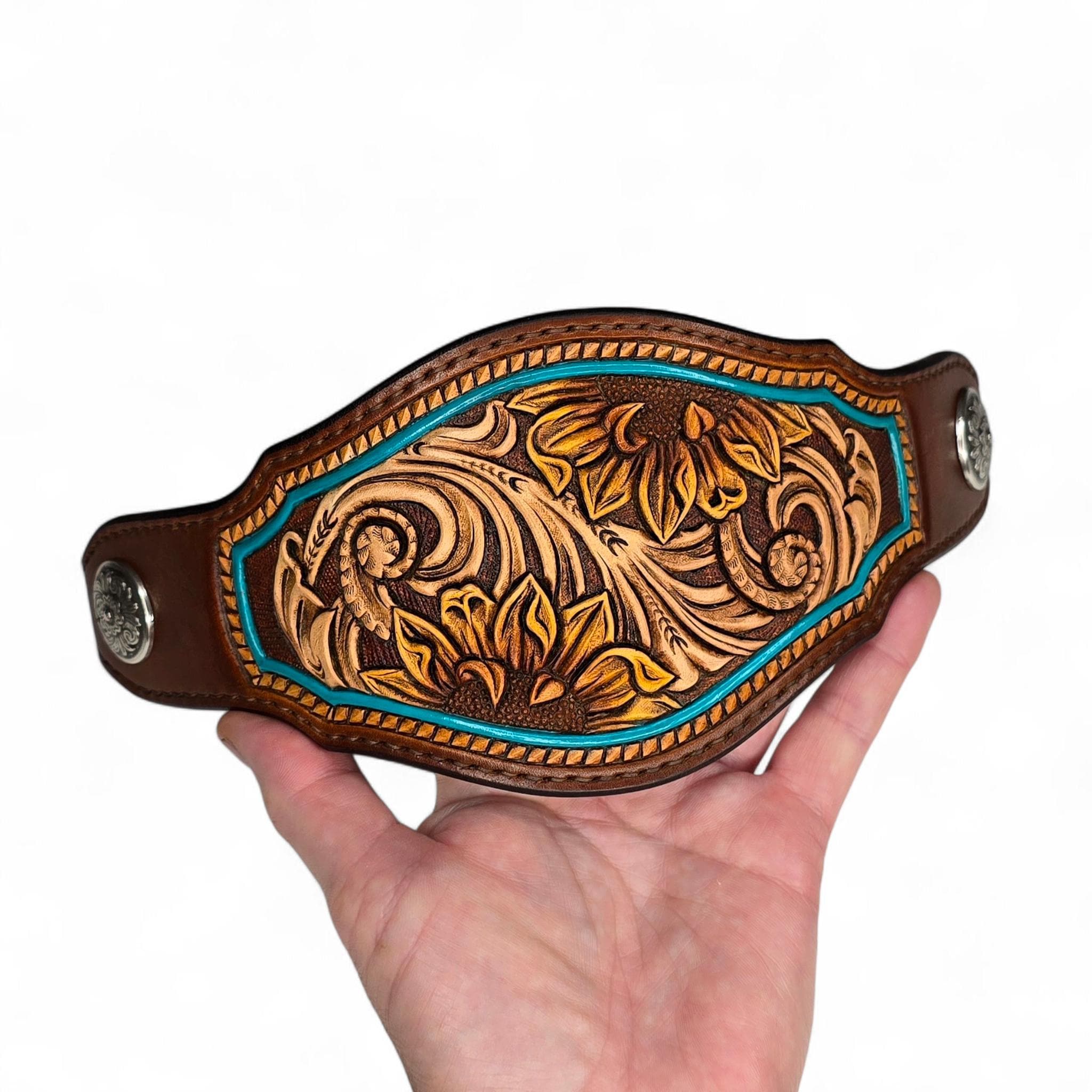 Tooled Leather Sunflowers Bronc Noseband - Etsy