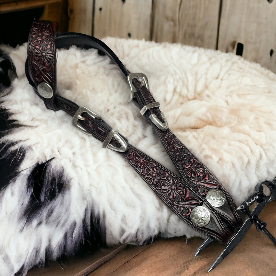 Cob Size Fully Tooled Leather One Ear Western Headstall - Etsy
