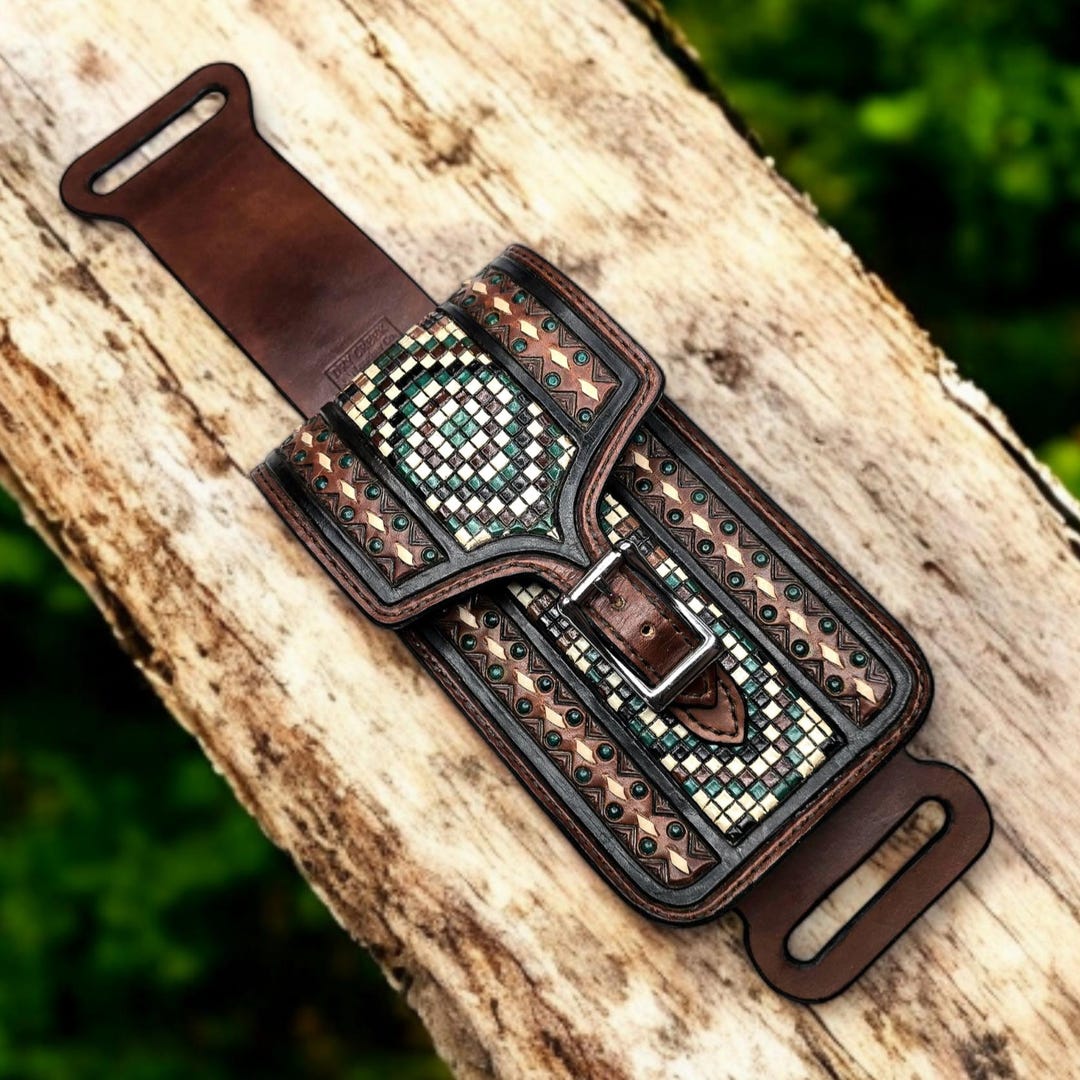 Tooled Leather Western Saddle Rear Cinch Phone Bag / Billet Bag - Etsy