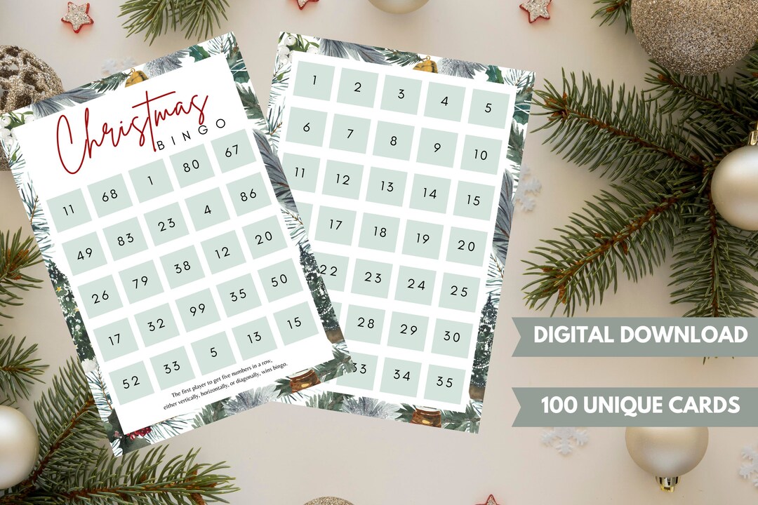 100 Prefilled Merry Christmas Bingo Game Family Games Digital Download ...